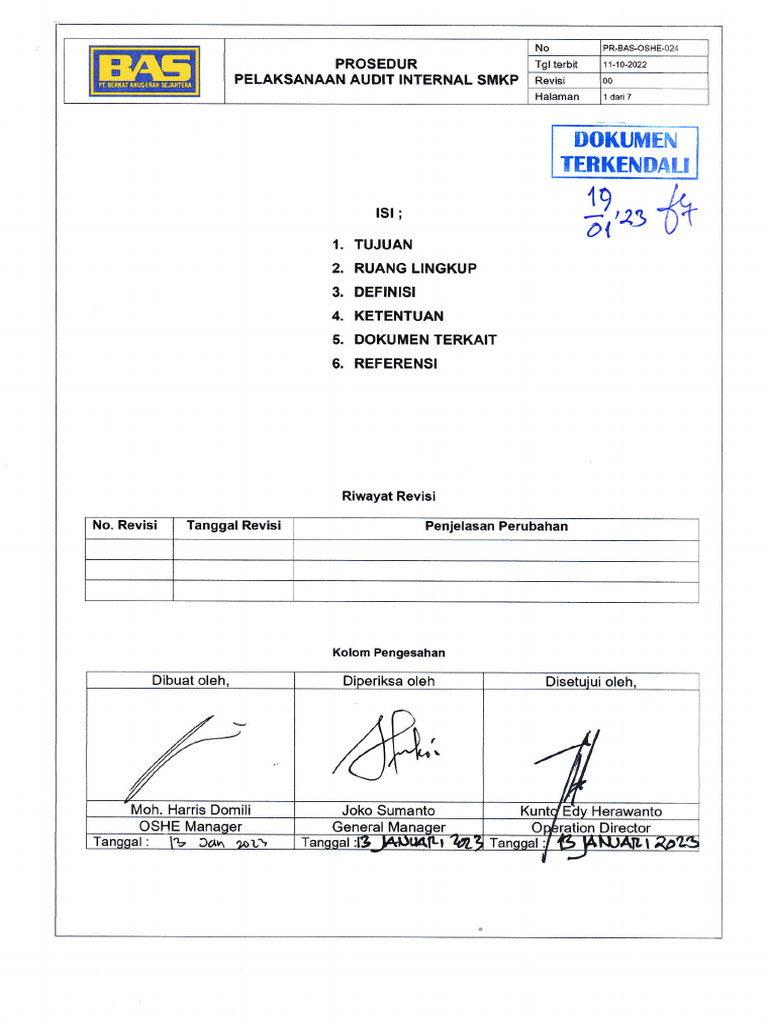 PR-BAS-OSHE-024 Prosedur Pelaksanaan Audit Internal SMKP | PDF