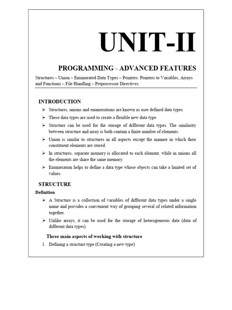 Unit 2 Pdf Pointer Computer Programming Integer Computer Science 