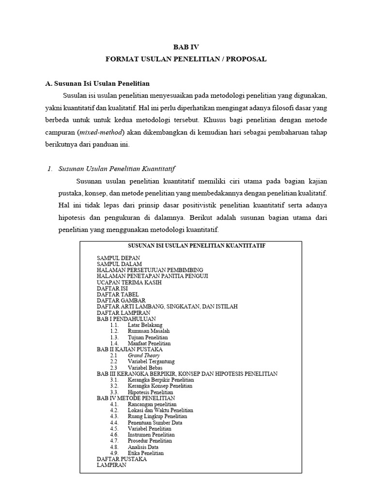 Format Usulan Penelitian Kuantitatif dan Kualitatif | PDF