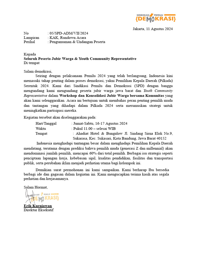 Jabar - #3 - Undangan Peserta & TOR | PDF