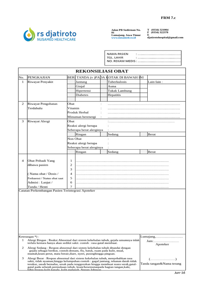7c Rekonsiliasi Obat Dan Asesmen Farmasi | PDF