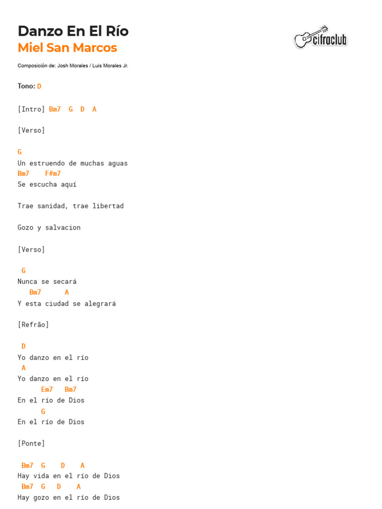 Cifra Club - Miel San Marcos - Danzo en El Río | PDF