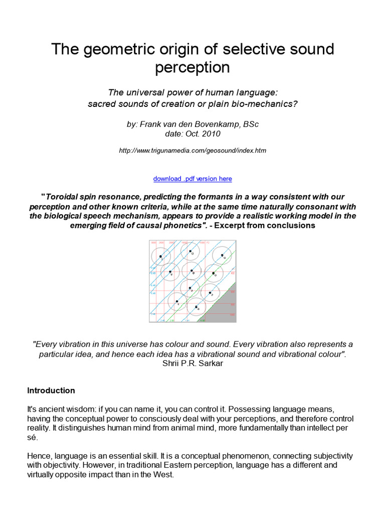 Geometric Originof Selective Sound Perception | PDF | Vowel | Causality