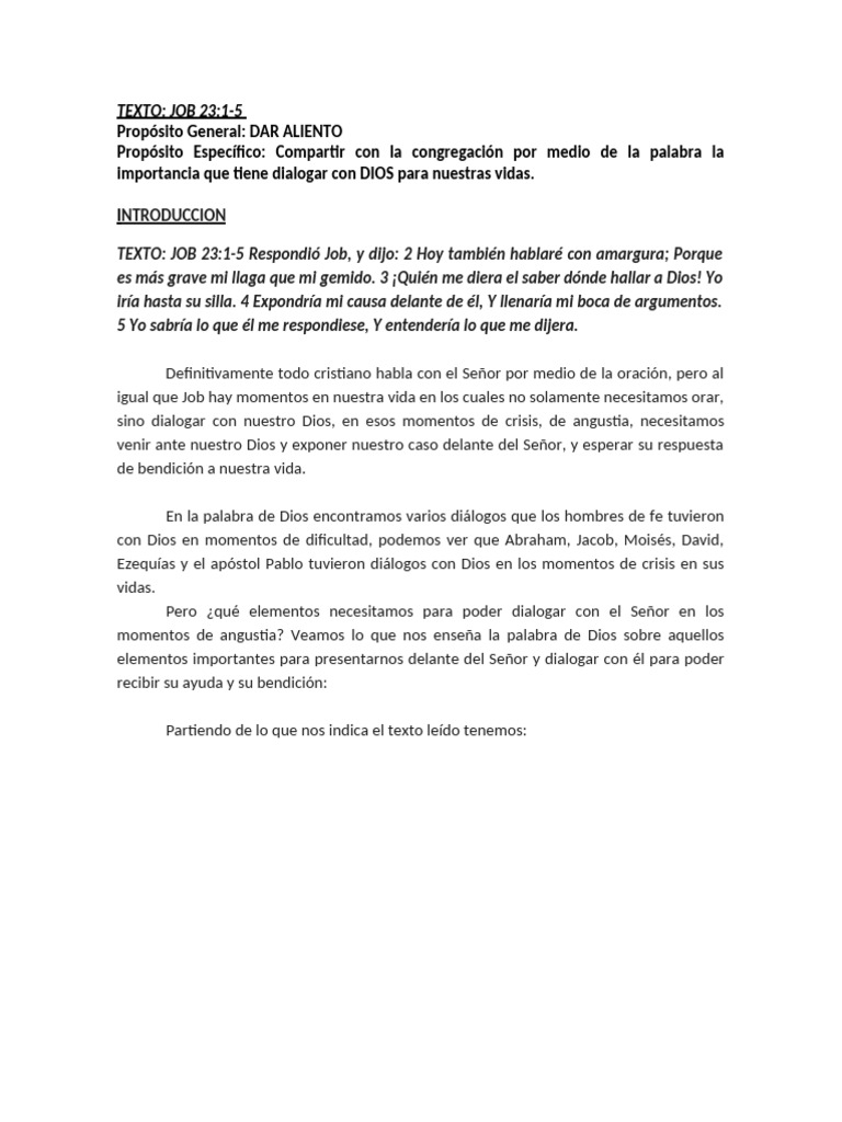 Sermon Elementos Importantes para Dialogar Con Dios | PDF | Pecado ...