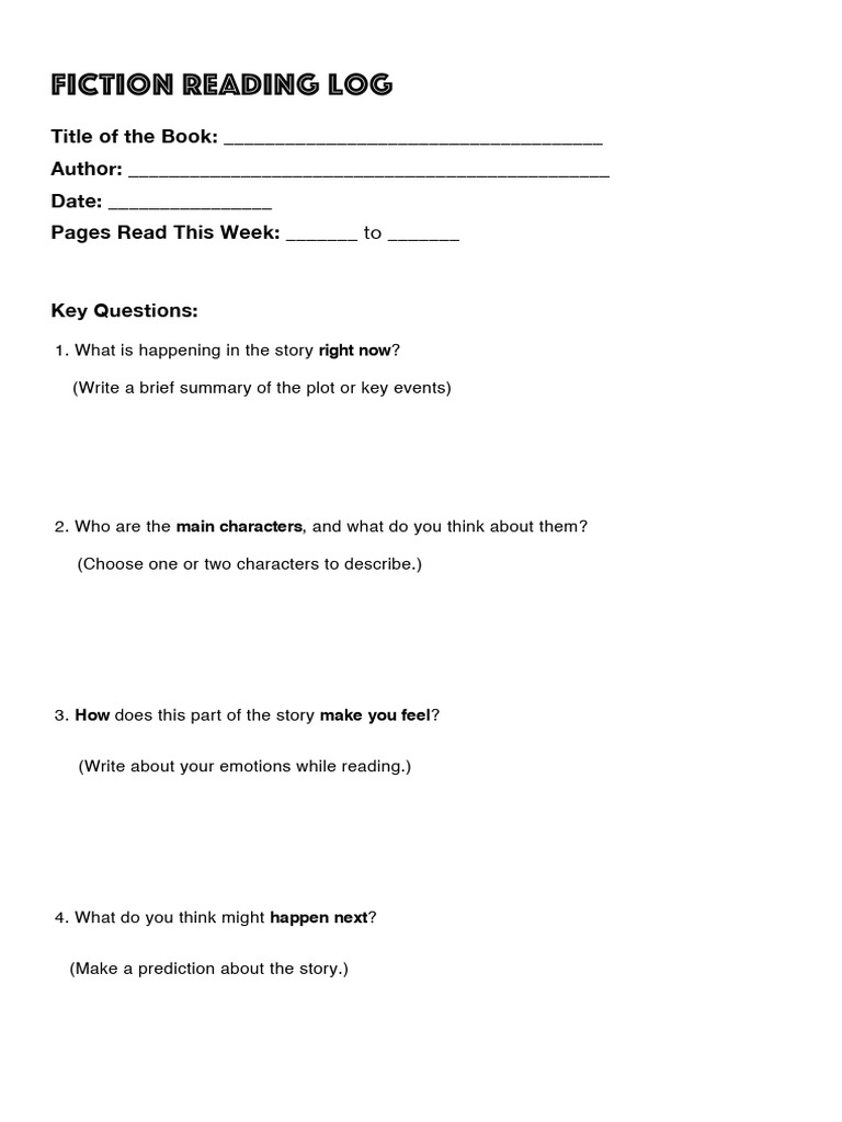 Fiction Reading Log | PDF