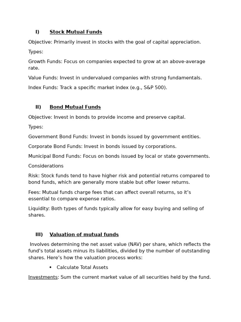 I) Stock Mutual Funds | PDF | Investment Fund | Mutual Funds