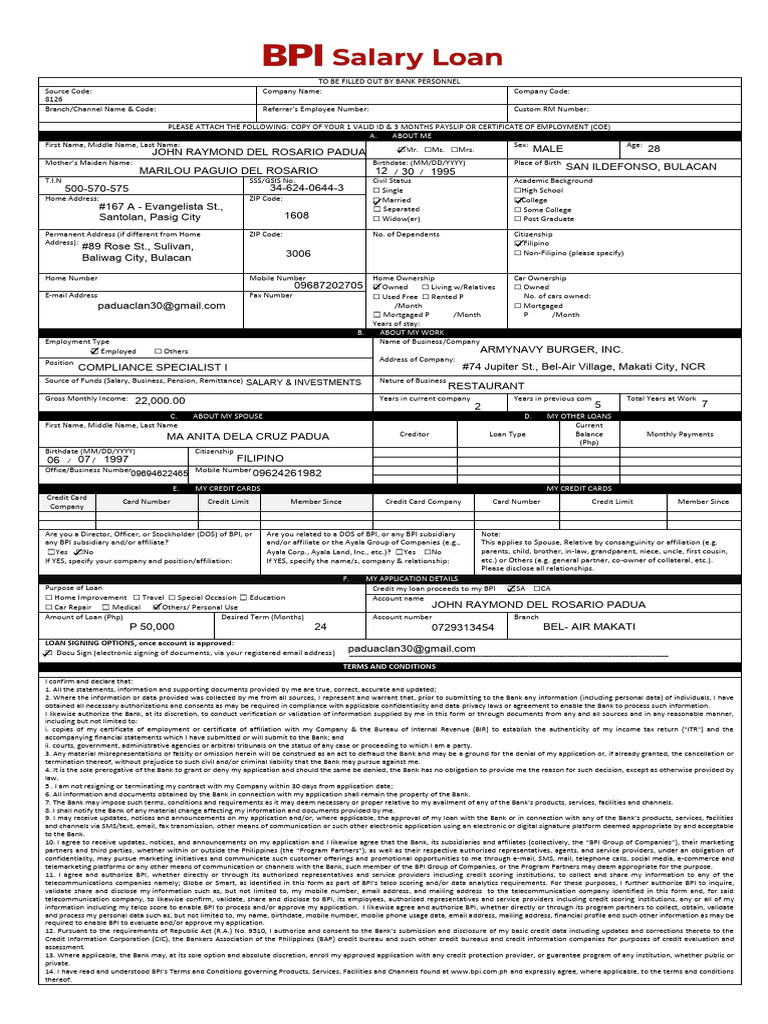 John Raymond Padua BPI | PDF | Payroll | Banks