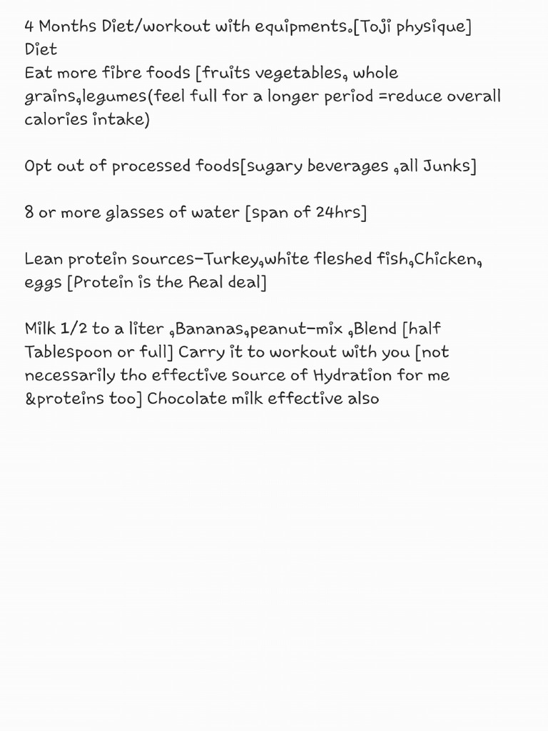 Toji Physique (Diet+Full Workout Routine) 4 Months | PDF