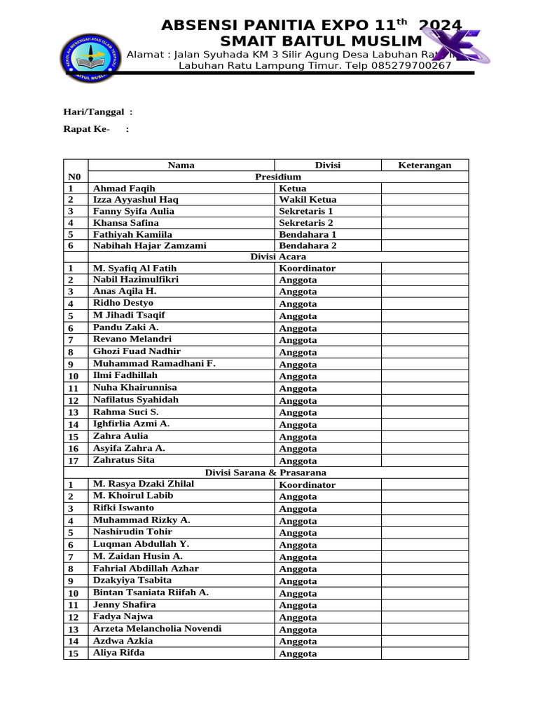 Absen Rapat Umum EXPO 11 | PDF