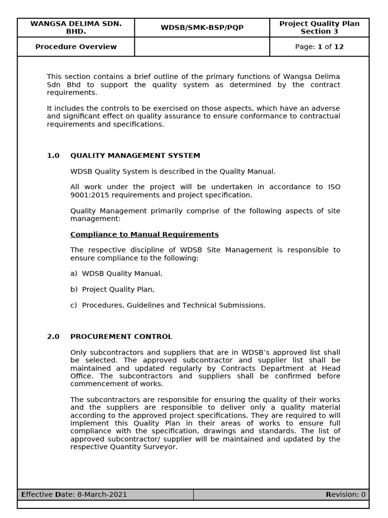 01 - PQP S3 - Procedure Overview | PDF | Specification (Technical ...
