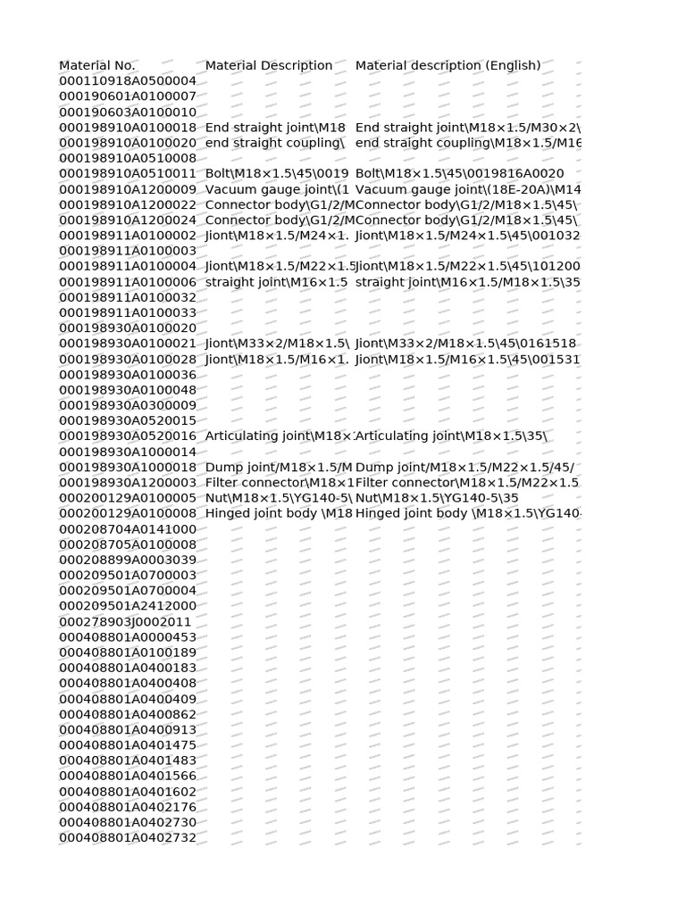 Material Master Data Form | PDF | Screw | Electrical Connector