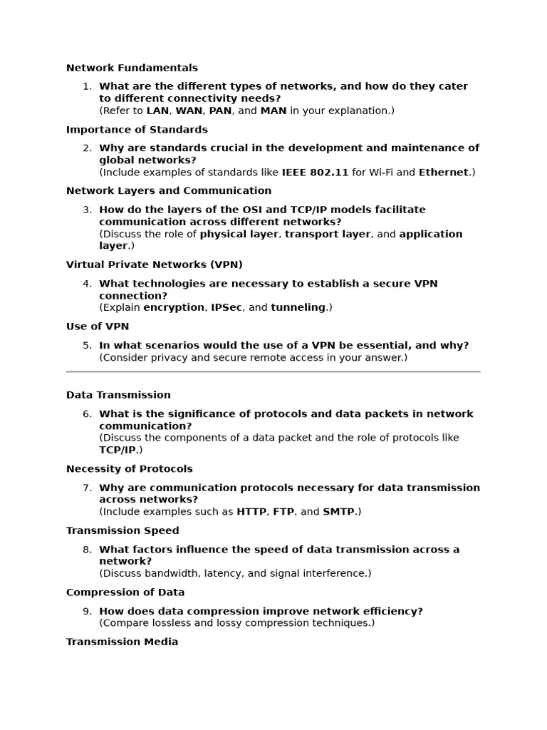 NetworkFundamentals Revsionsheet | PDF | Computer Network | Virtual Private Network