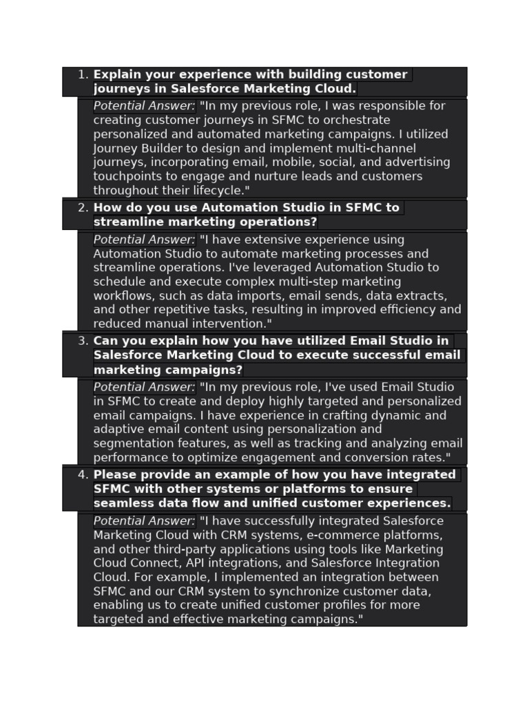 SFMC Interview Ques | PDF | Marketing | Cloud Computing