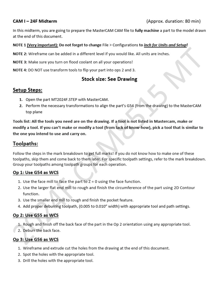 24f Cam8515-030 MT Handout | PDF | Machine Tool | Metalworking