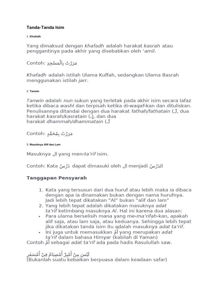 Tanda Isim | PDF | Seni & Disiplin Bahasa | Kajian Bahasa Asing