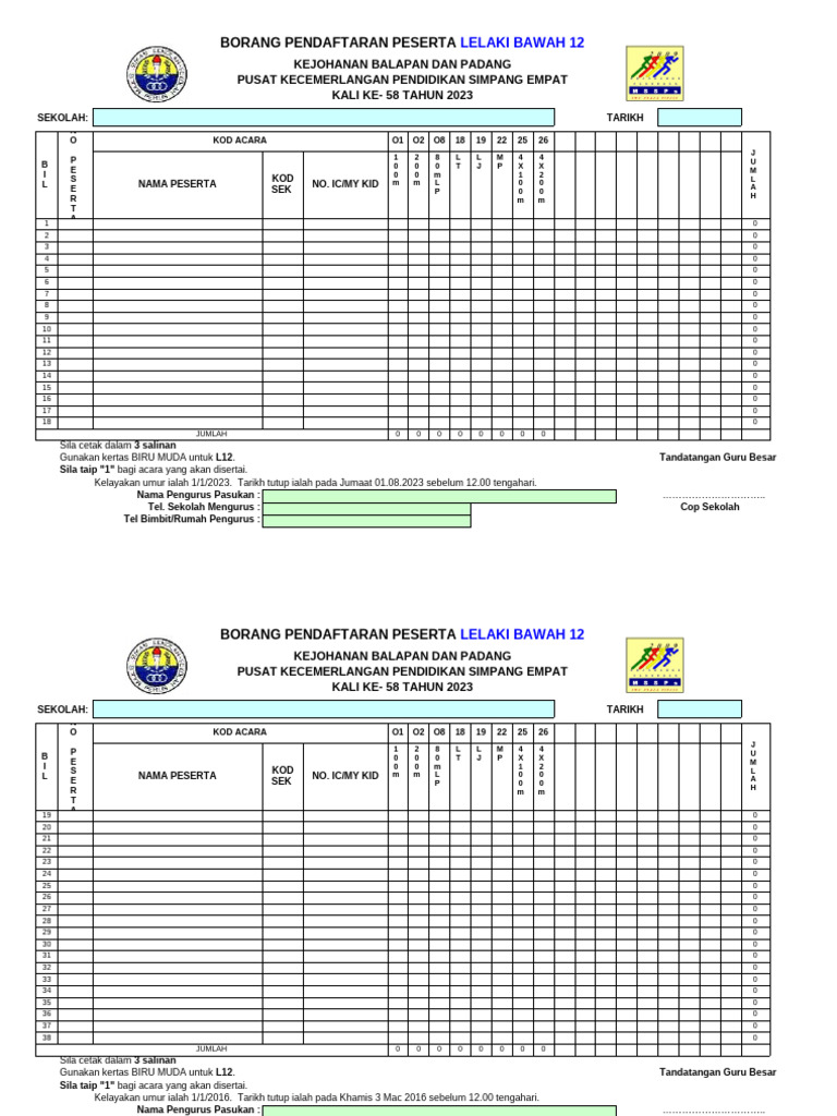 Borang Pendaftaran Peserta | PDF