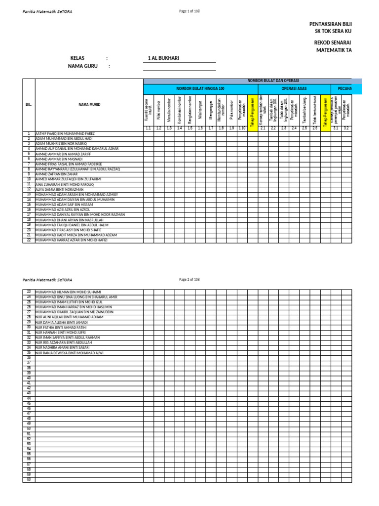 Borang Senarai Semak PBD MT 2024 | PDF