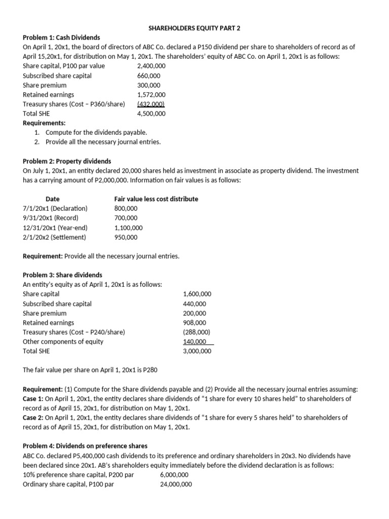 Shareholders Equity and Dividends Analysis | PDF | Dividend | Preferred ...