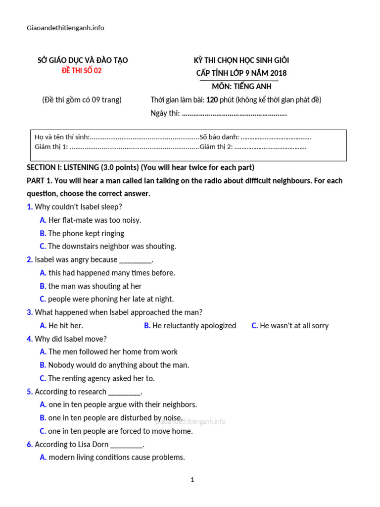 Đề Số 02-Hsg Anh 9 | PDF | Cholesterol | Yolk