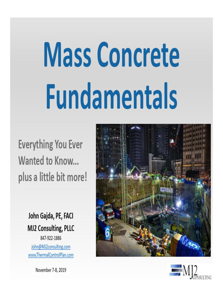 Mass Concrete Fundamentals Explained | PDF | Concrete | Cement