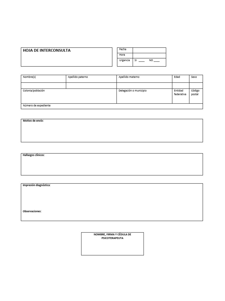 Hoja de Interconsulta | PDF