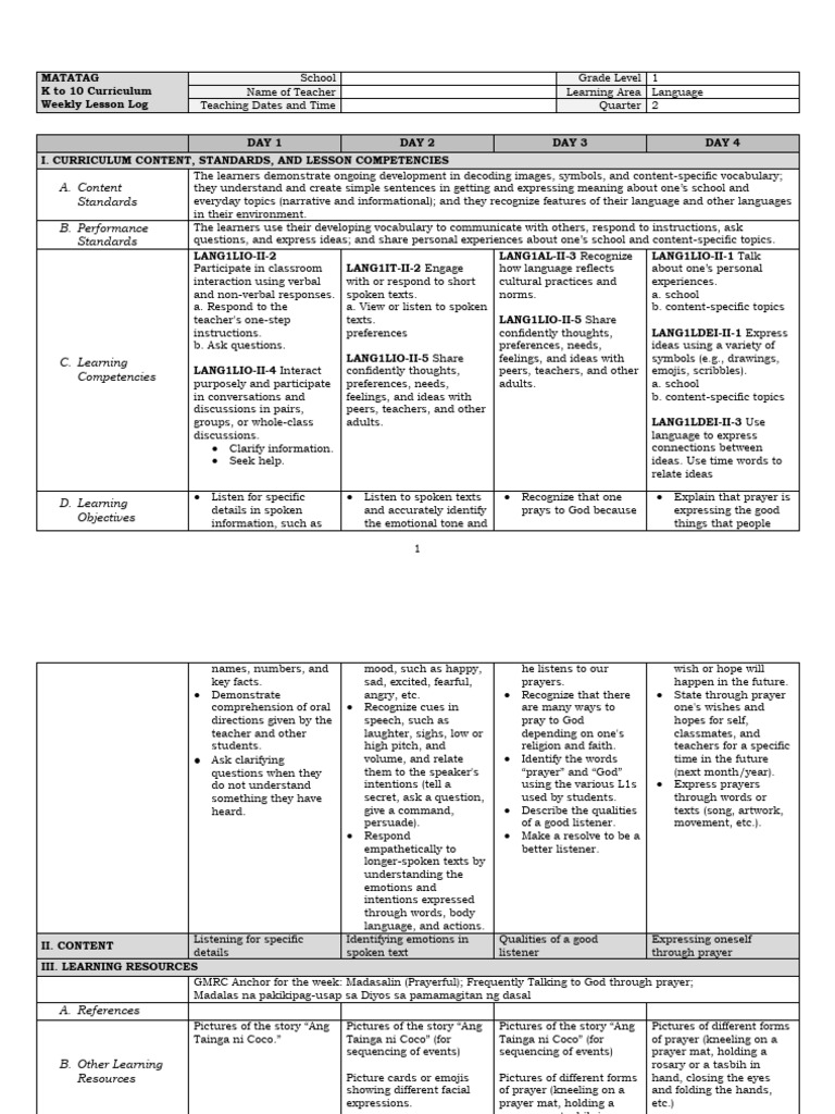 LES Language Q2 Wk6 v2 | PDF | Vocabulary | Teachers