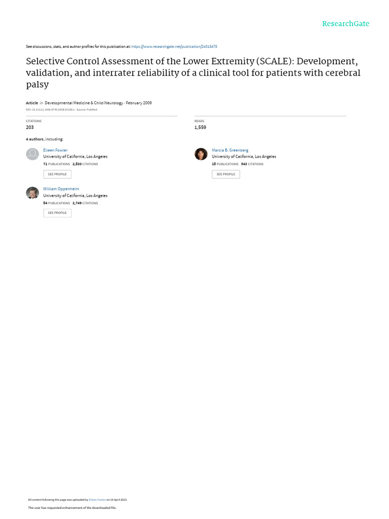Selective Control Assessment for CP | PDF | University Of California ...