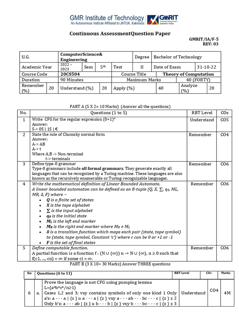 TOC-K2 | PDF | Automata Theory | Theoretical Computer Science