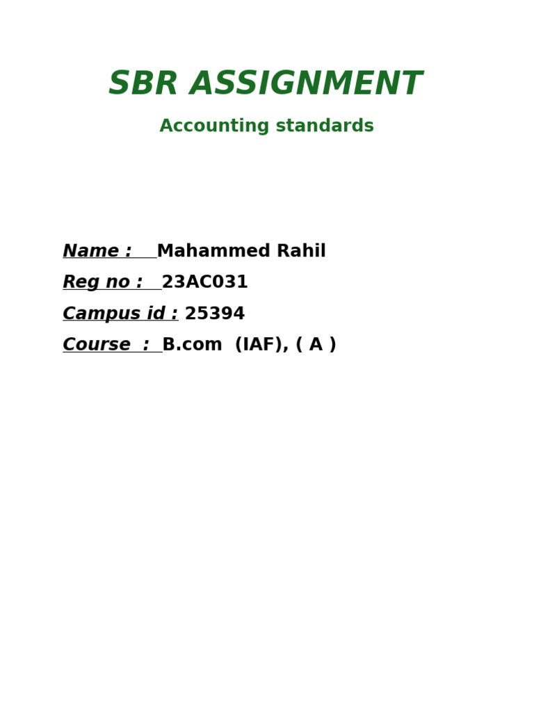 SBR Assignment | PDF