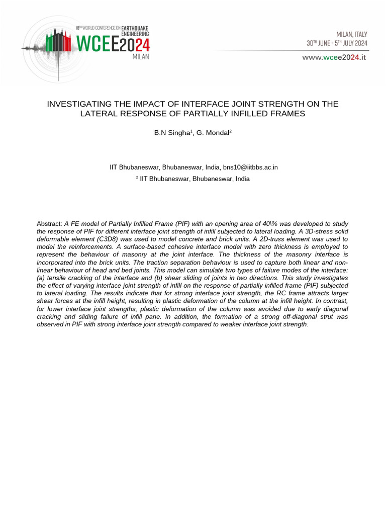 WCEE - (2024) - Infulence of Interface Strength | PDF | Strength Of Materials | Stress (Mechanics)