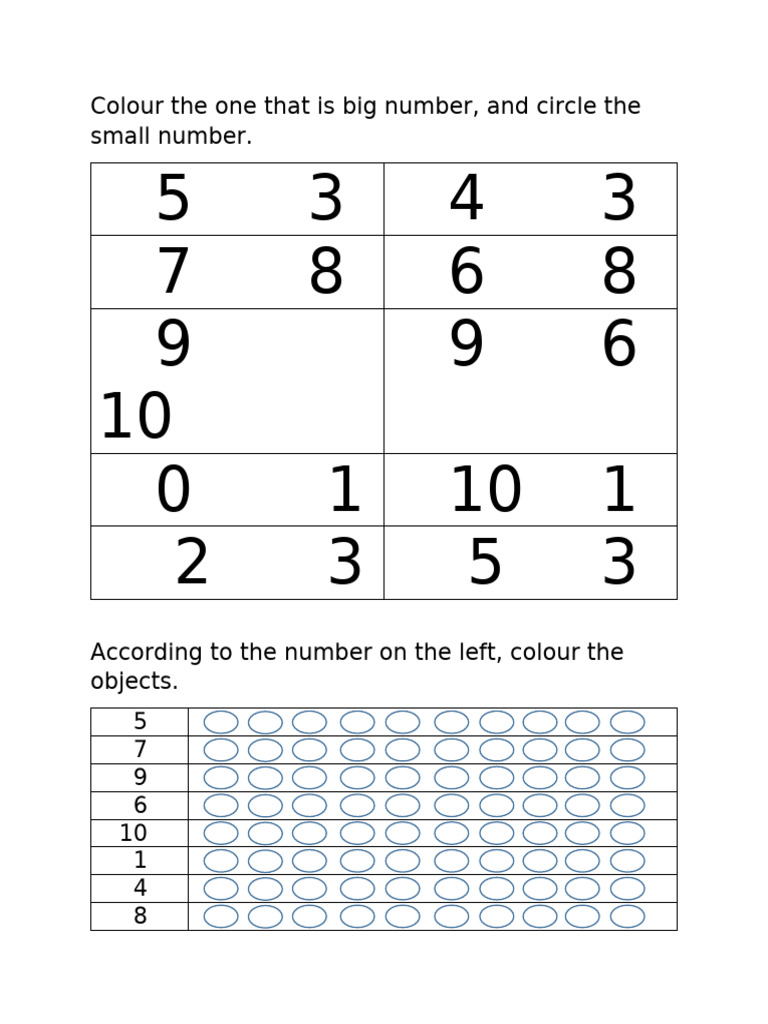 Colour The One That Is Big Number | PDF | Law | Home & Garden
