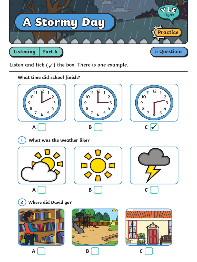 A Stormy Day: Listening Practice Questions | PDF