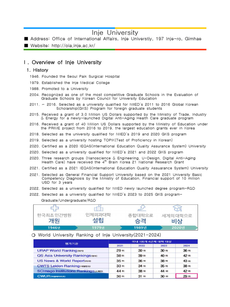 (붙임2) 2025 GKS-U Overview of University (Inje Univ.) | PDF