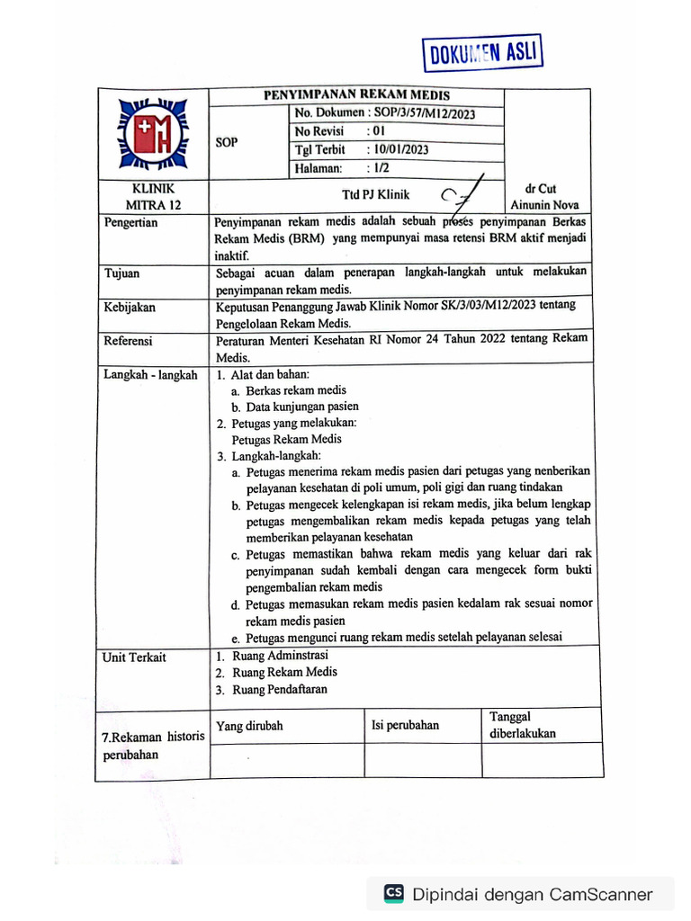 Spo Penyimpanan RM Rev | PDF