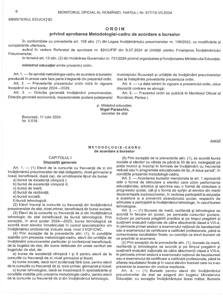 Metodologie Burse 2024-2025 | PDF