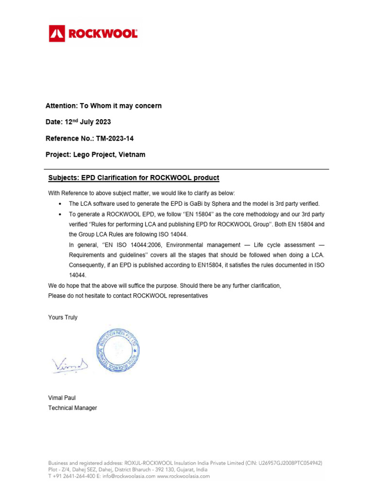 05,06. ROCK WOOL - ROOF INSULATION - Commitment Letter | PDF ...