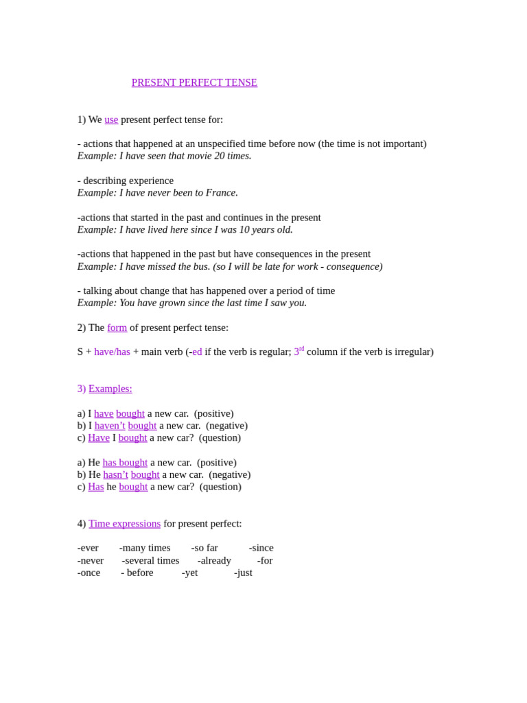 PRESENT PERFECT TENSE!asdasd | PDF