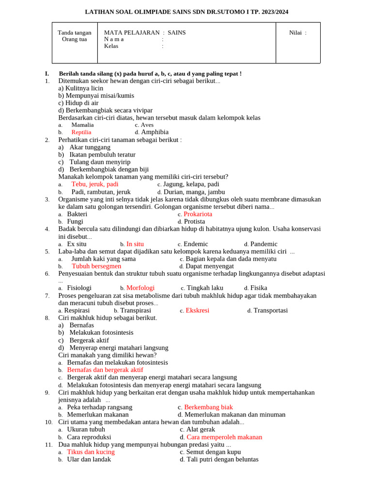 Latihan Soal Olimpiade Sains | PDF