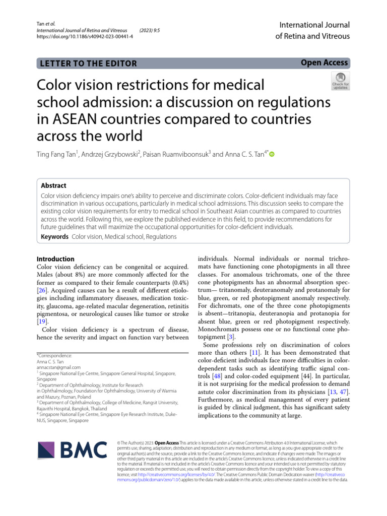 Color Vision Restrictions For Medical | PDF | Color | Visual Perception