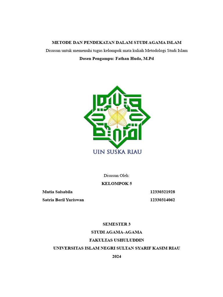 Metode Dan Pendekatan Dalam Studi Agama Islam | PDF