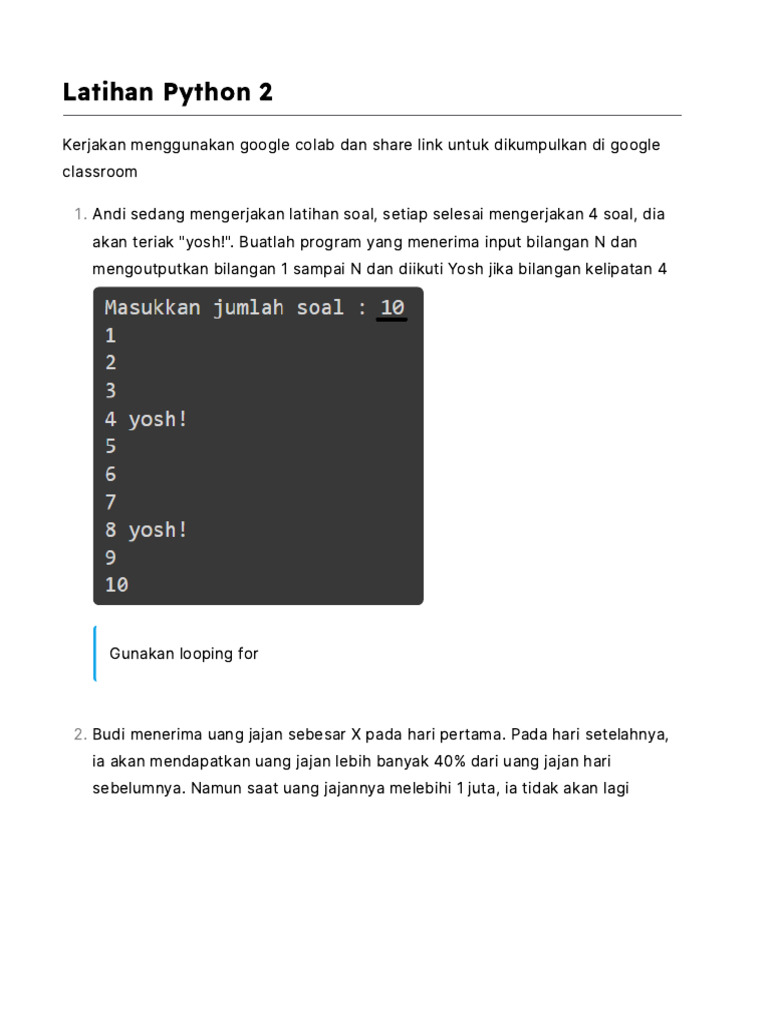 Latihan Python 2 | PDF | Metode & Bahan Ajar