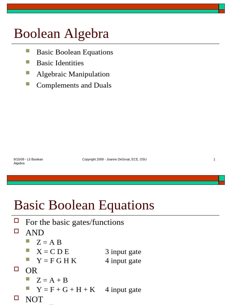Boolean Algebra | PDF | Boolean Algebra | Teaching Mathematics Boolean Algebra | PDF | Boolean Algebra | Teaching Mathematics