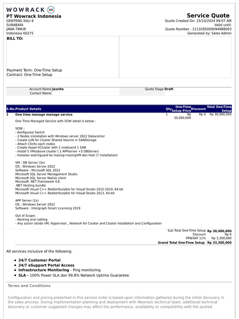 Managed Service Quote - Wowrack ID | PDF | Hyper V | Computing