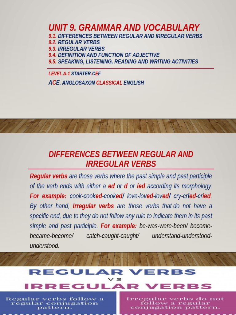 Regular vs. Irregular Verbs Explained | PDF | Verb | Adjective
