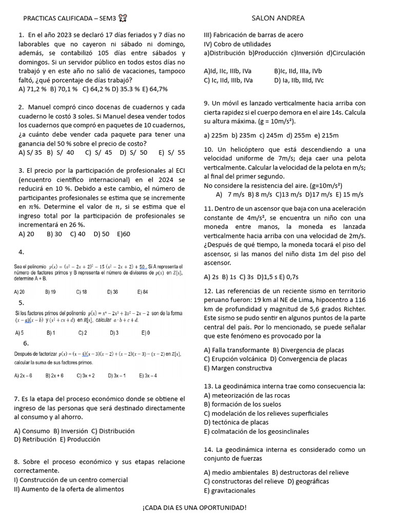 Practica Califica Semana 3 - Semianual - Sin Claves | PDF