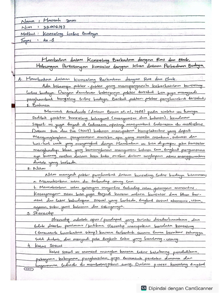 Taks 8 Konseling Lintas Budaya (Hasnah Zaini - 22006147) | PDF