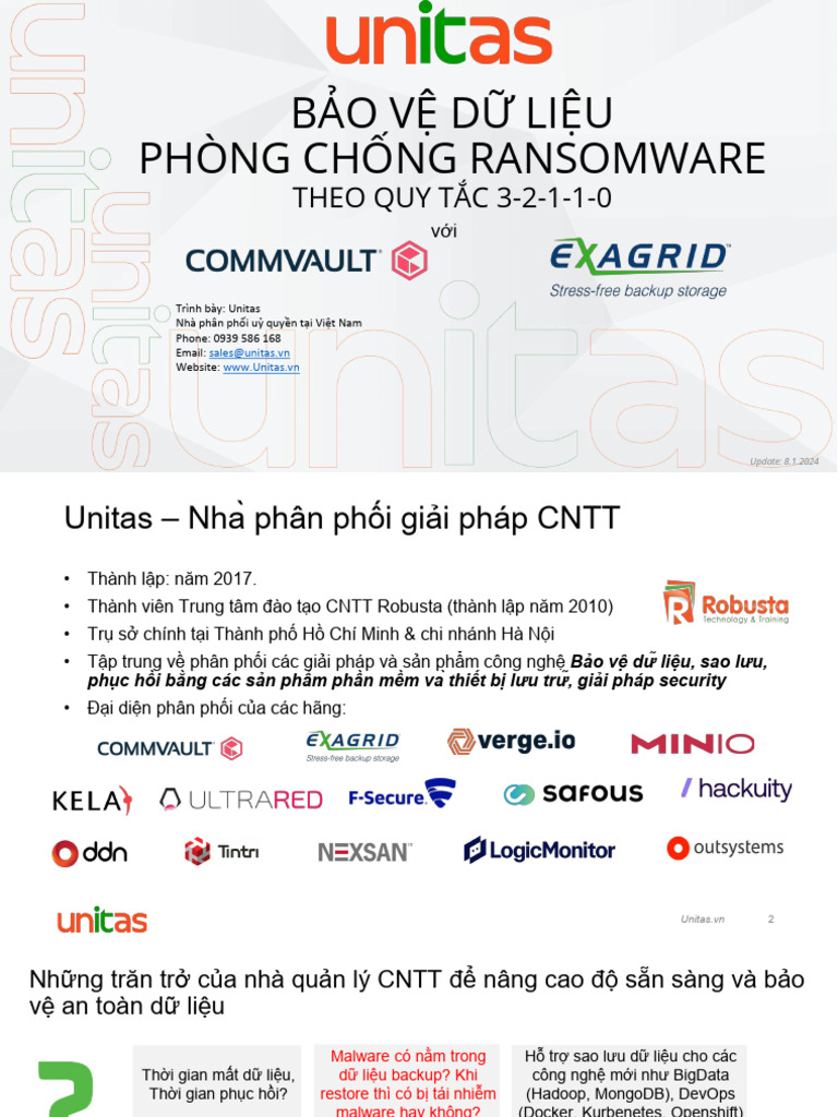 Unitas Data Protection Solution 2024 Commvault ExaGrid-VN | PDF