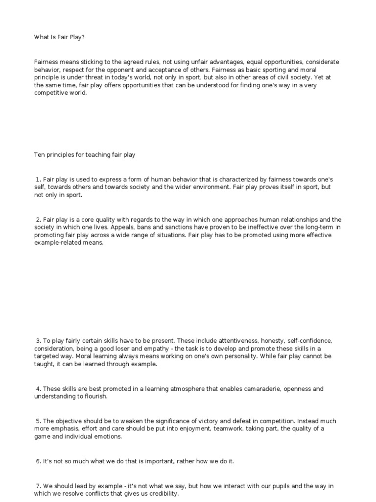 Fair Play | PDF | Sports | Learning