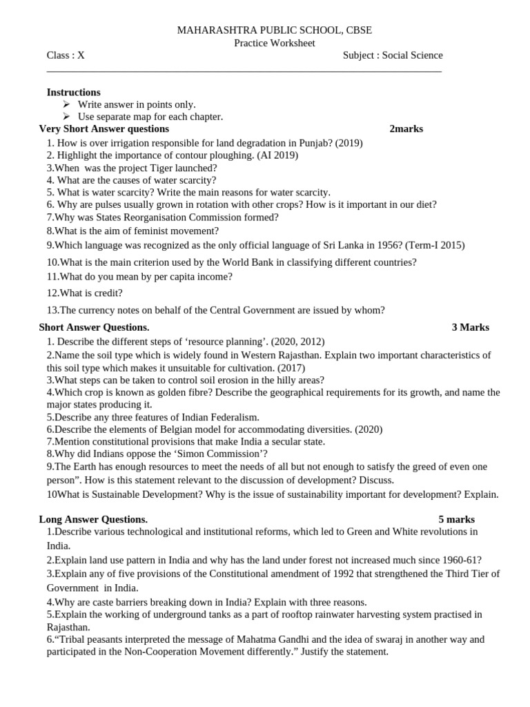 SST Worksheet | PDF | Earth Sciences | Agriculture