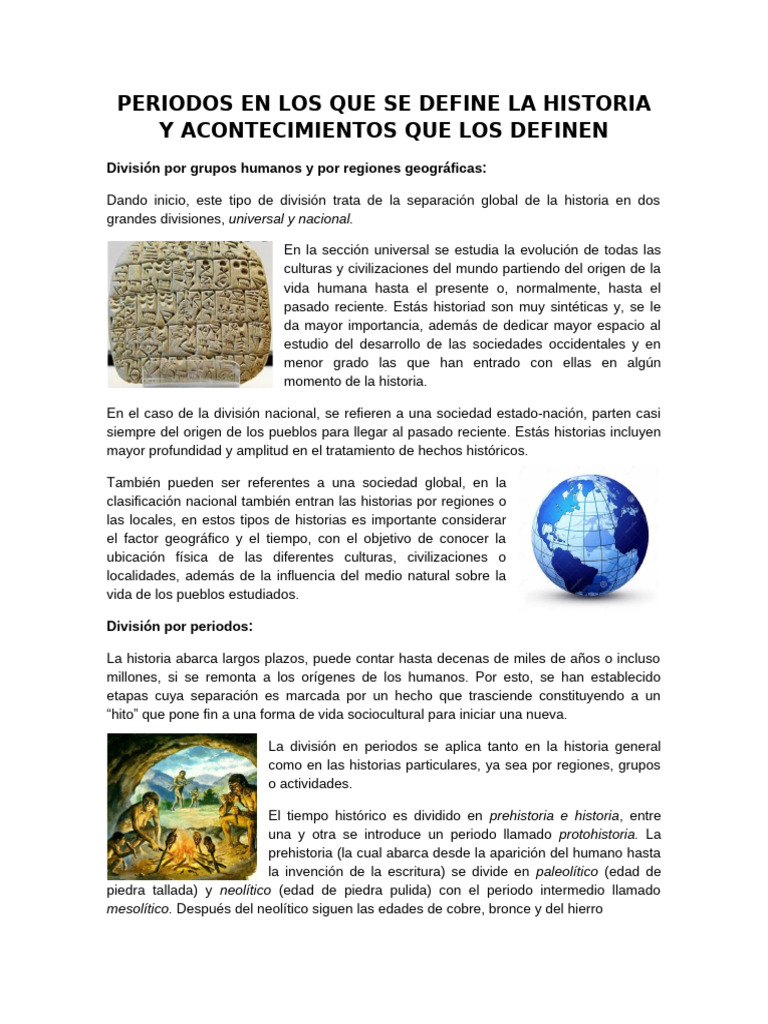 Periodos en Los Que Se Define La Historia y Acontecimientos Que Los ...